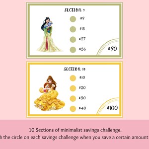 Princess Savings Challenge Bundle: A6 Cash Envelope Inserts (PDF) - Etsy