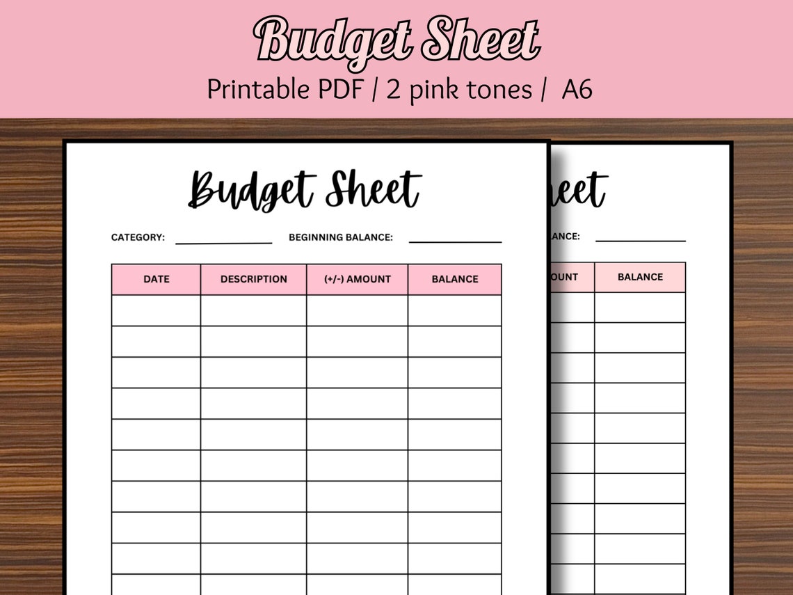 Printable Budget Sheet A6 PDF Instant Download - Etsy