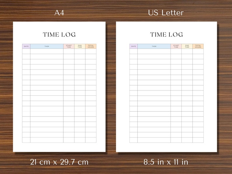 Time Log Printable Employee Timesheet Time Blocking Management Journal ...