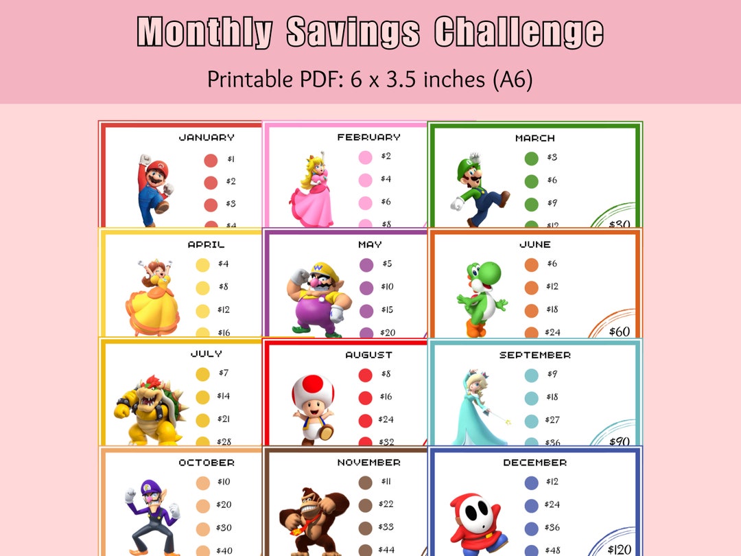 A6 Monthly Savings Challenge Bundle: Minimalist Low Income (PDF) - Etsy