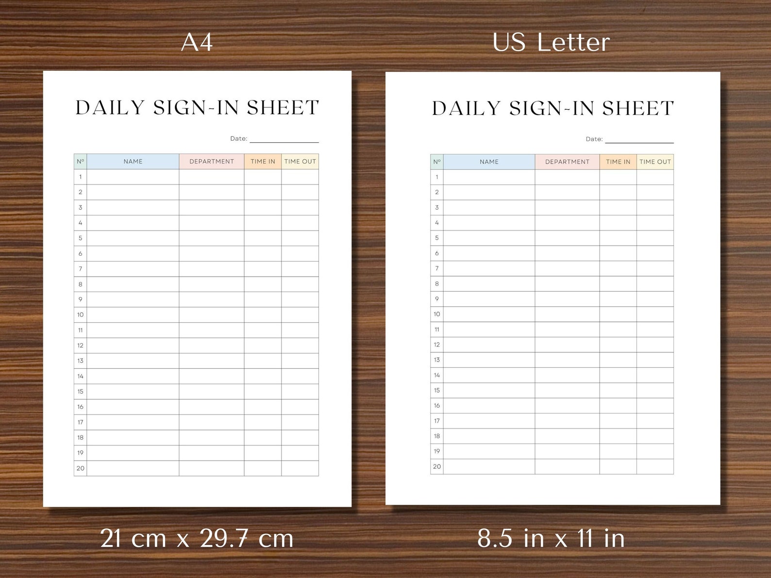 Daily Sign-in Sheet Printable Employee Timesheet Log Book Time ...