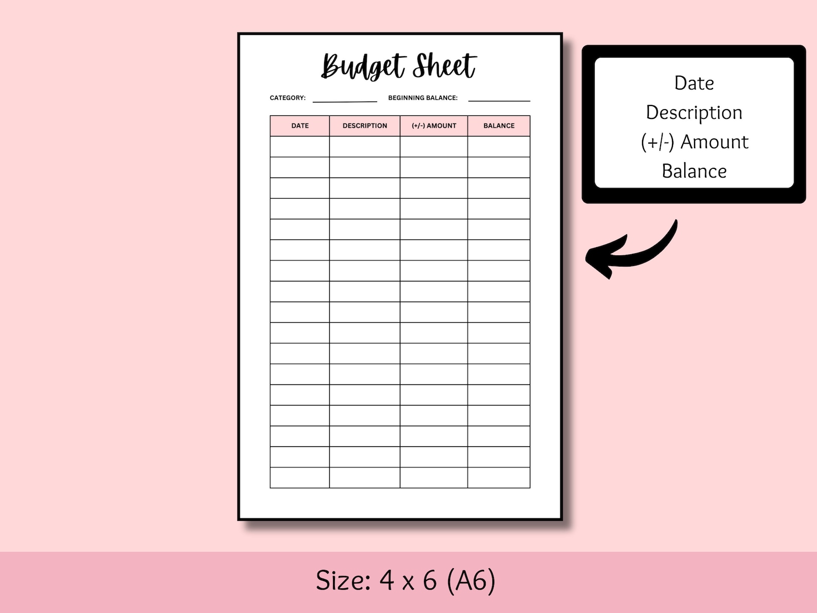 Printable Budget Sheet A6 PDF Instant Download - Etsy