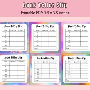 Printable Cash Breakdown Slip Printable Bank Teller Slip Cash ...