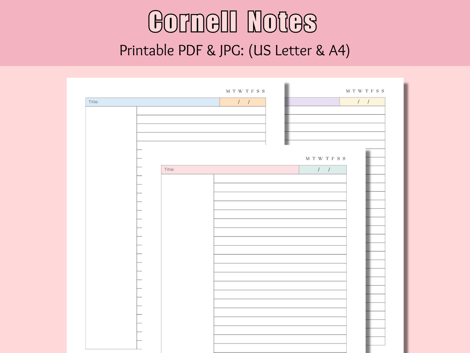 Cornell Notes Printable Note Taking Template Cornell Meeting Notes ...