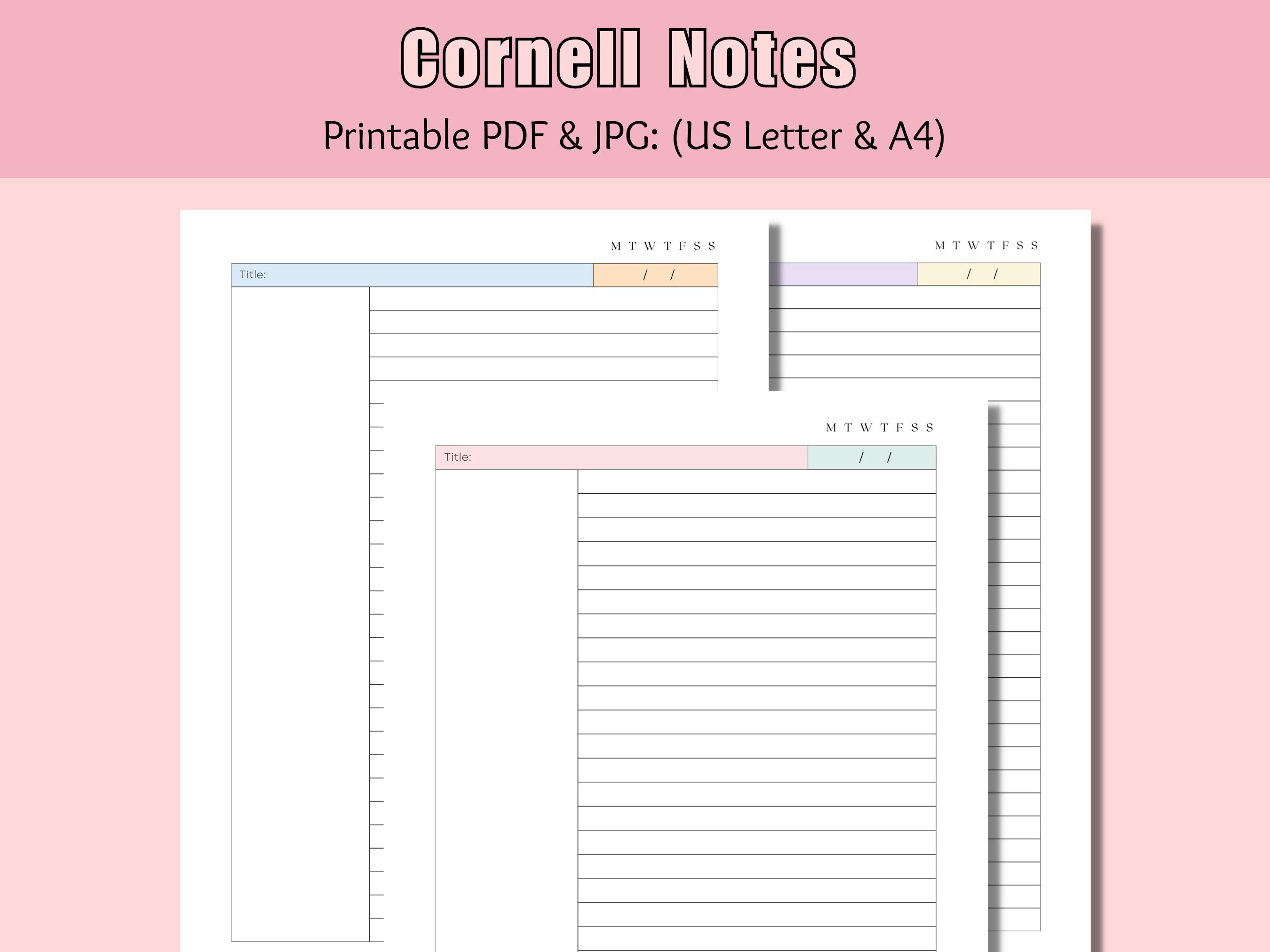 Cornell Notes Printable Note Taking Template Cornell Meeting Notes ...