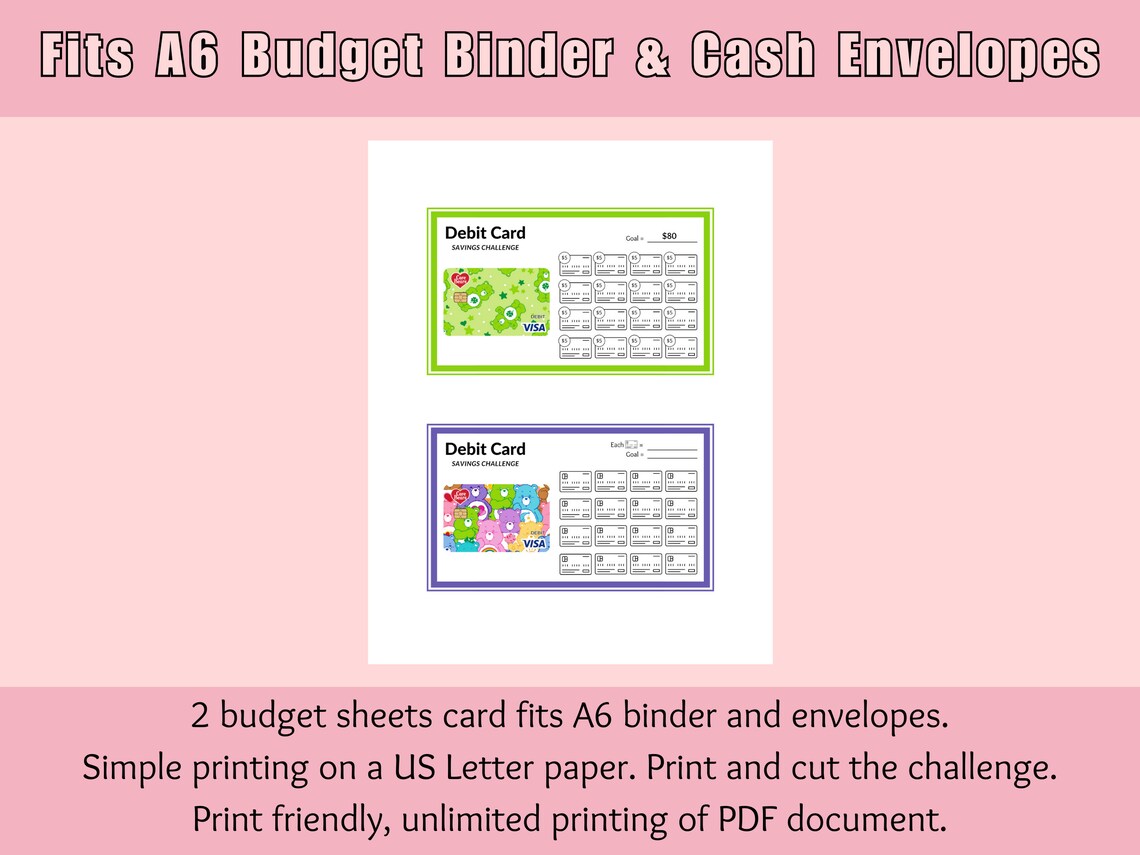 Debit Card Savings Challenge Bundle: A6 Income Tracker (printable PDF ...
