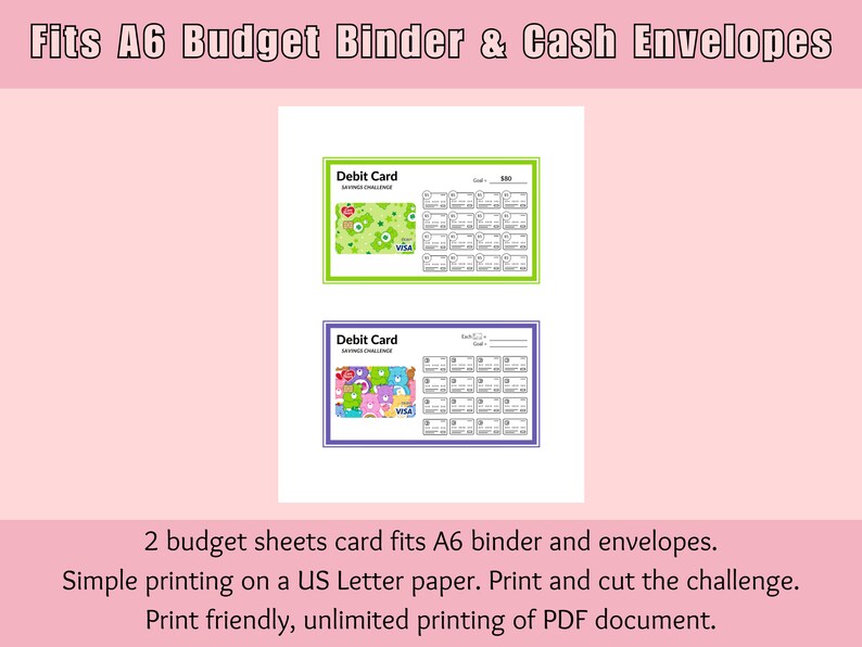 Mini Savings Challenge Printable | Debit Card Savings Challenge Bundle | A6 Sized Income Tracker ...