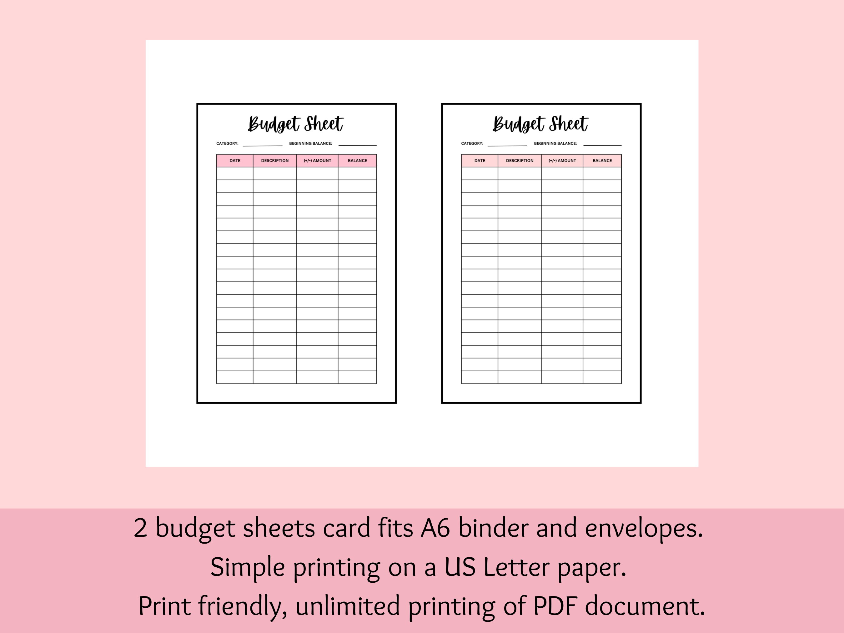 Printable Budget Sheet A6 PDF Instant Download - Etsy