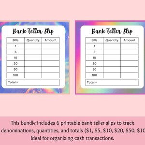 Printable Cash Breakdown Slip Printable Bank Teller Slip Cash ...
