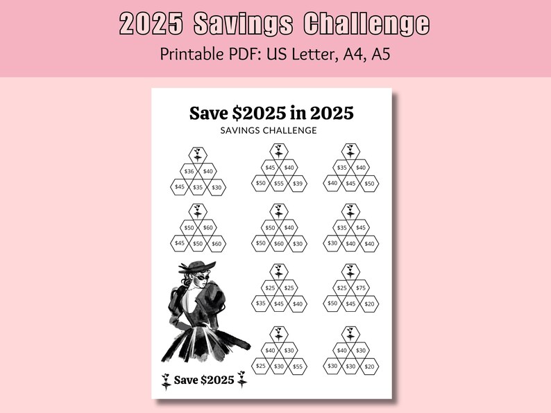 Save 2025 in 2025 Minimalist 2025 Savings Challenge Low Income Savings ...