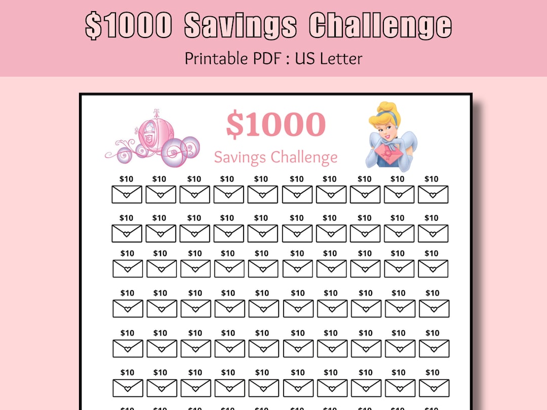 1000 Savings Challenge Save 1000 in 100 Days, 1k Money Saving Challenge ...