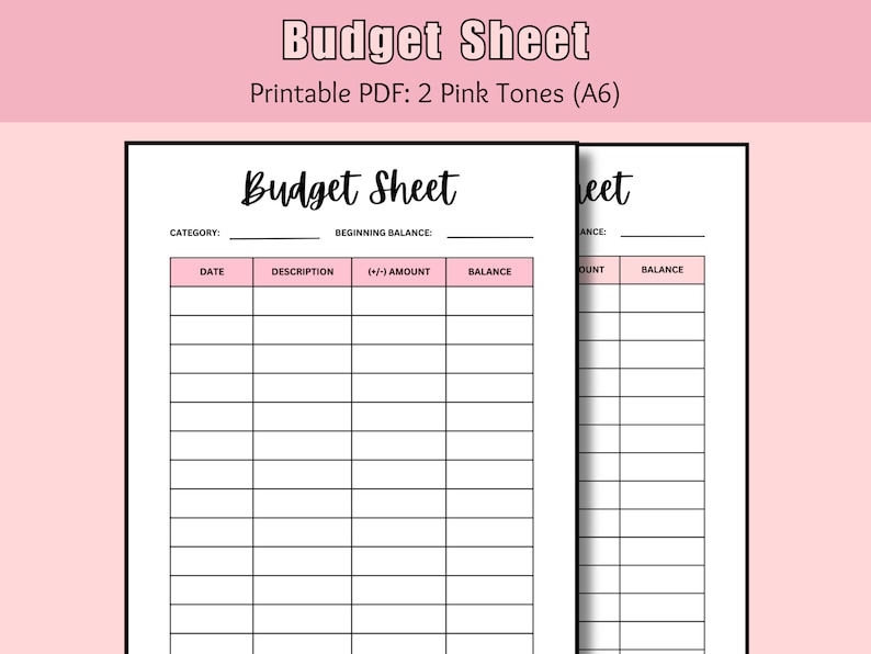 Printable Budget Sheet A6 PDF Instant Download - Etsy