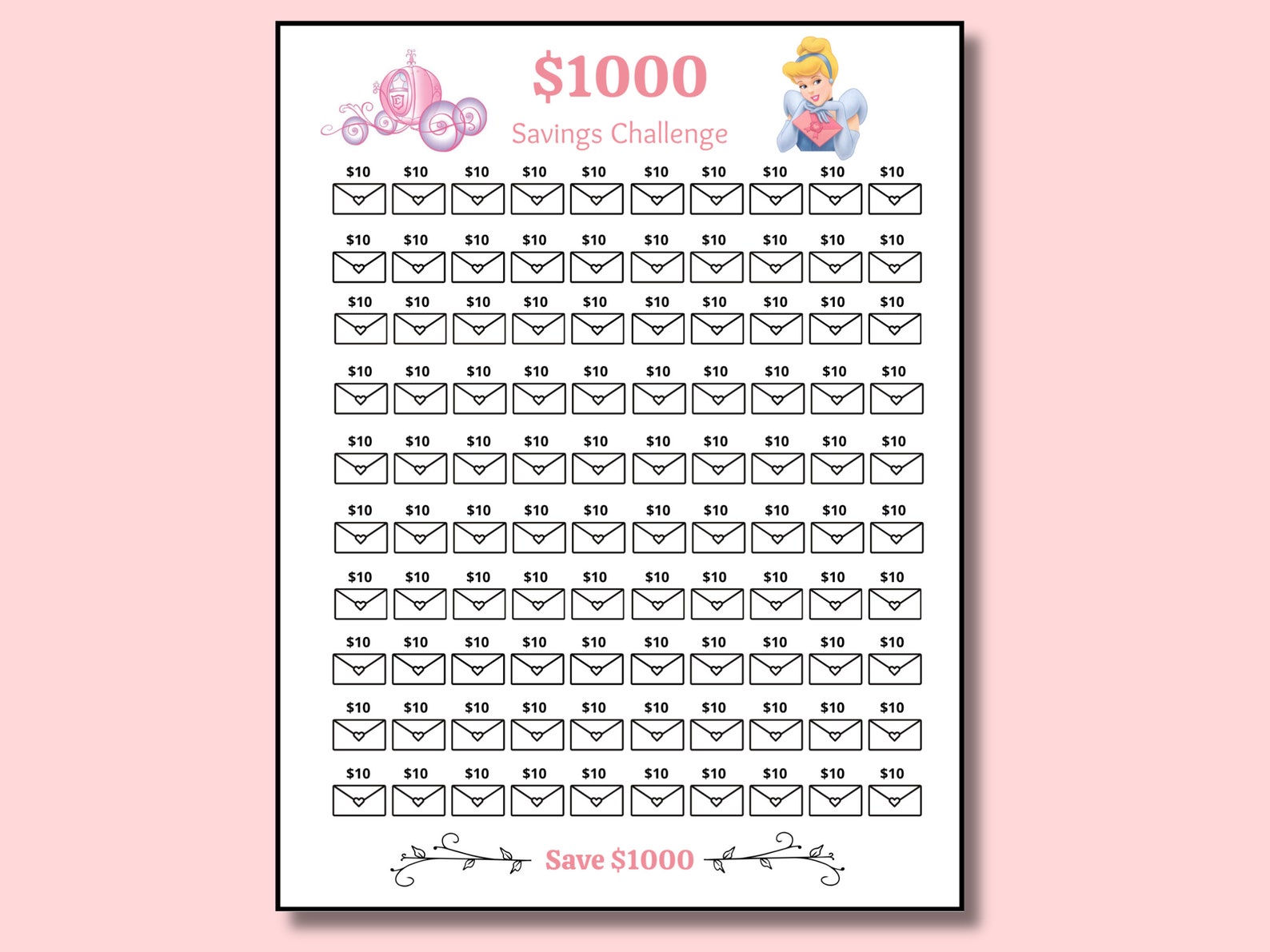 1000 Savings Challenge Save 1000 in 100 Days, 1k Money Saving Challenge ...