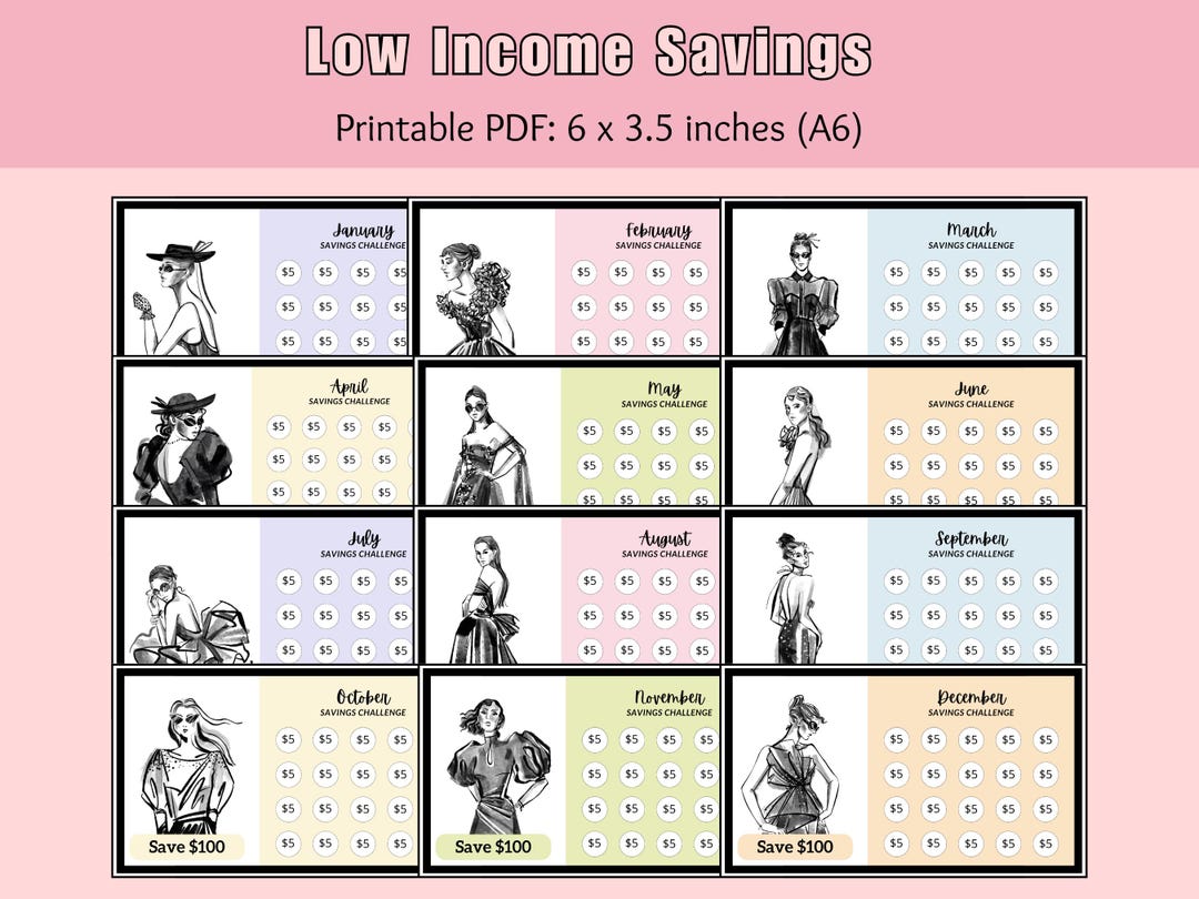 Low Income Savings Challenge Printable - A6 Money Saving Challenge ...