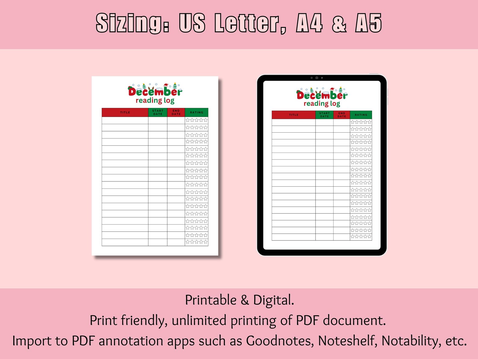 Printable Monthly Reading Log- 12 Month Reading Tracker- Reading ...