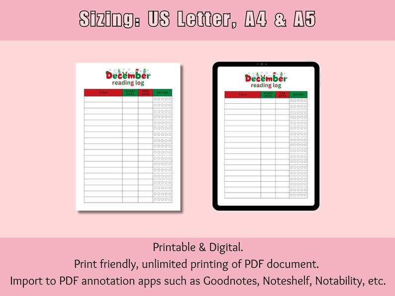 Printable Monthly Reading Log- 12 Month Reading Tracker- Reading ...