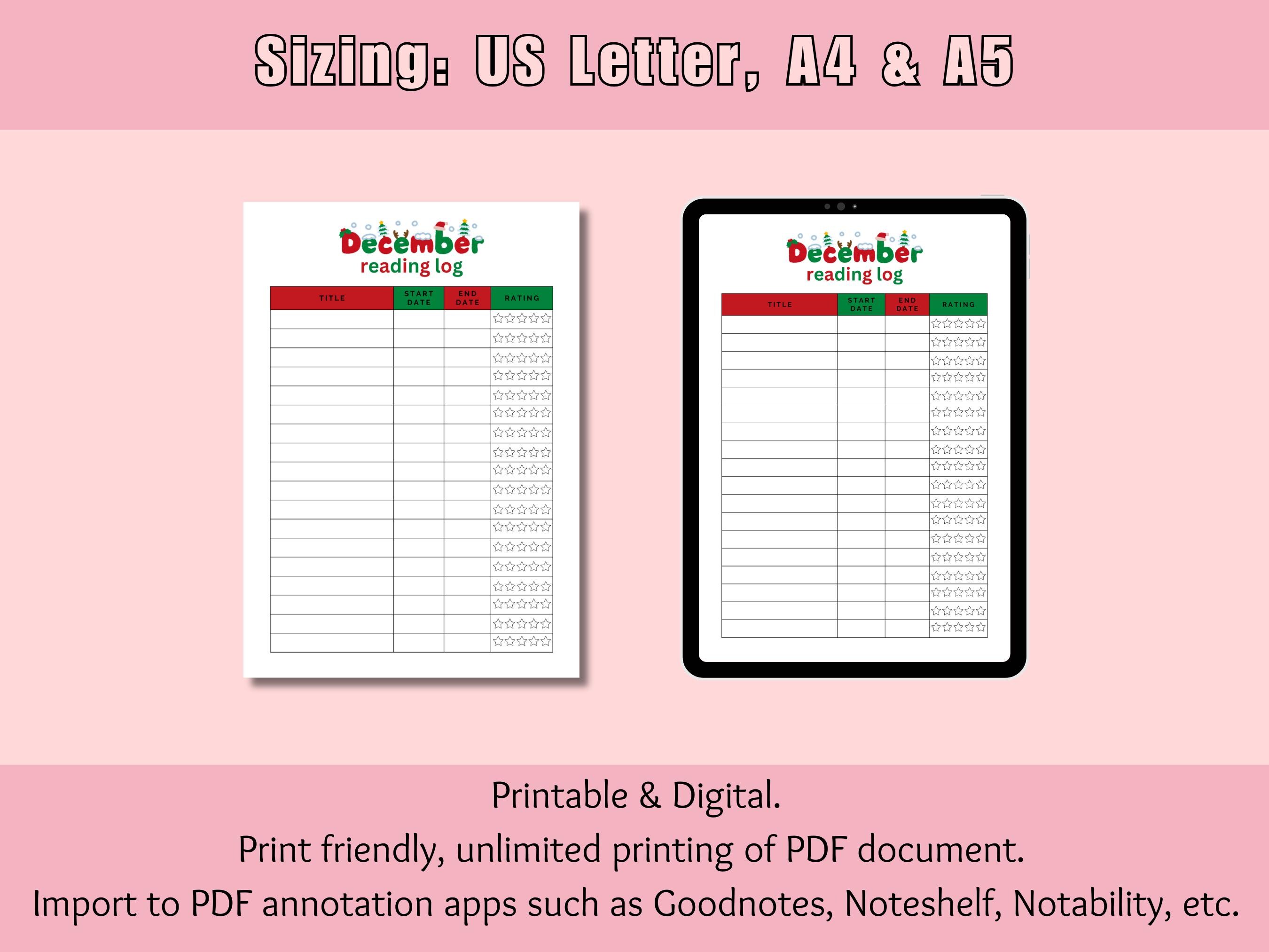 Printable Monthly Reading Log- 12 Month Reading Tracker- Reading ...