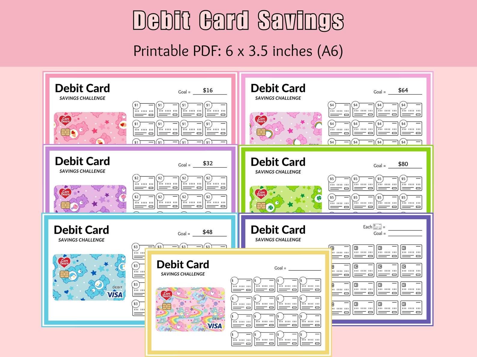 Mini Savings Challenge Printable | Debit Card Savings Challenge Bundle ...