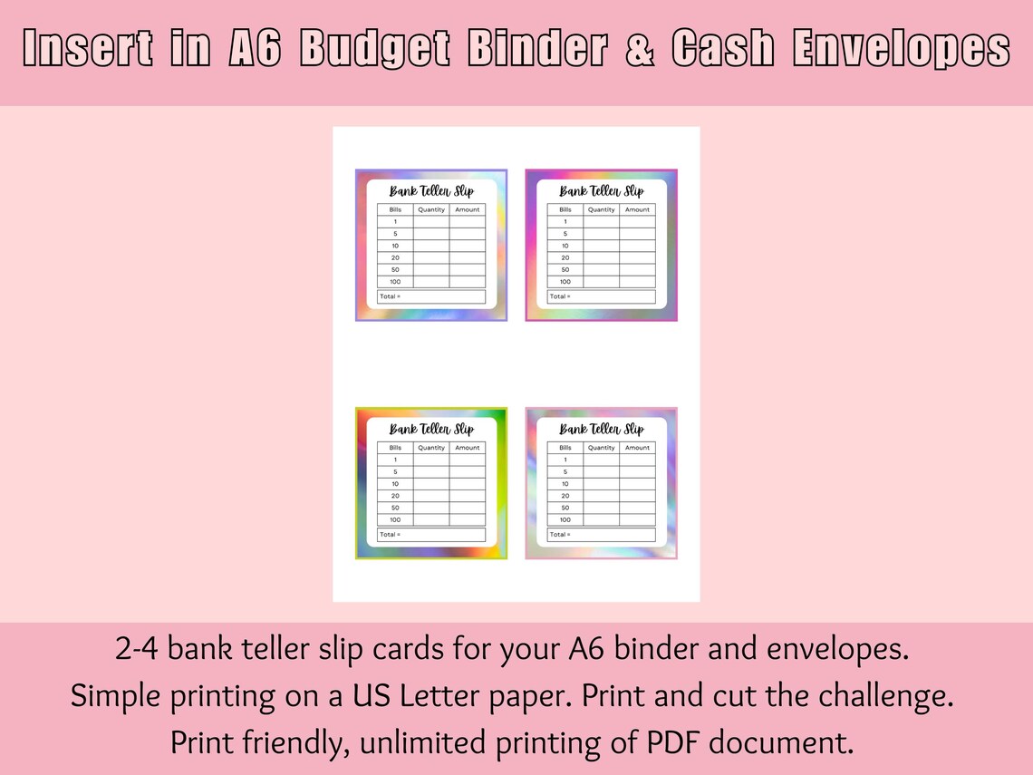 Printable Cash Breakdown Slip Printable Bank Teller Slip Cash ...