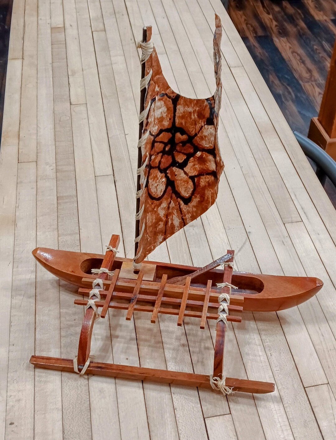 Vintage Handmade Wooden Hawaiian Sailboat Outrigger Canoe - Etsy