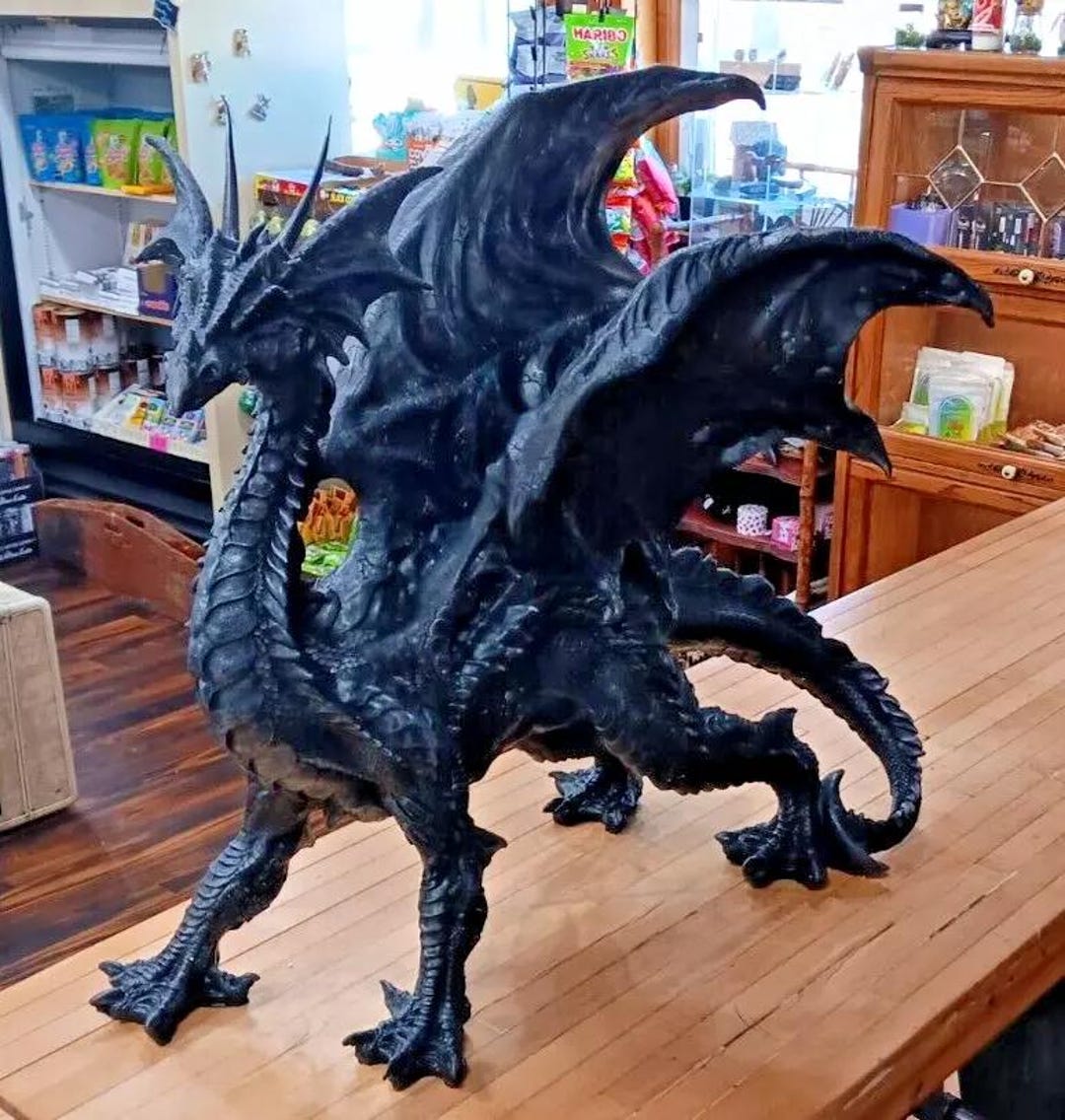 Collectible Large Black Resin Dragon Statue - Etsy