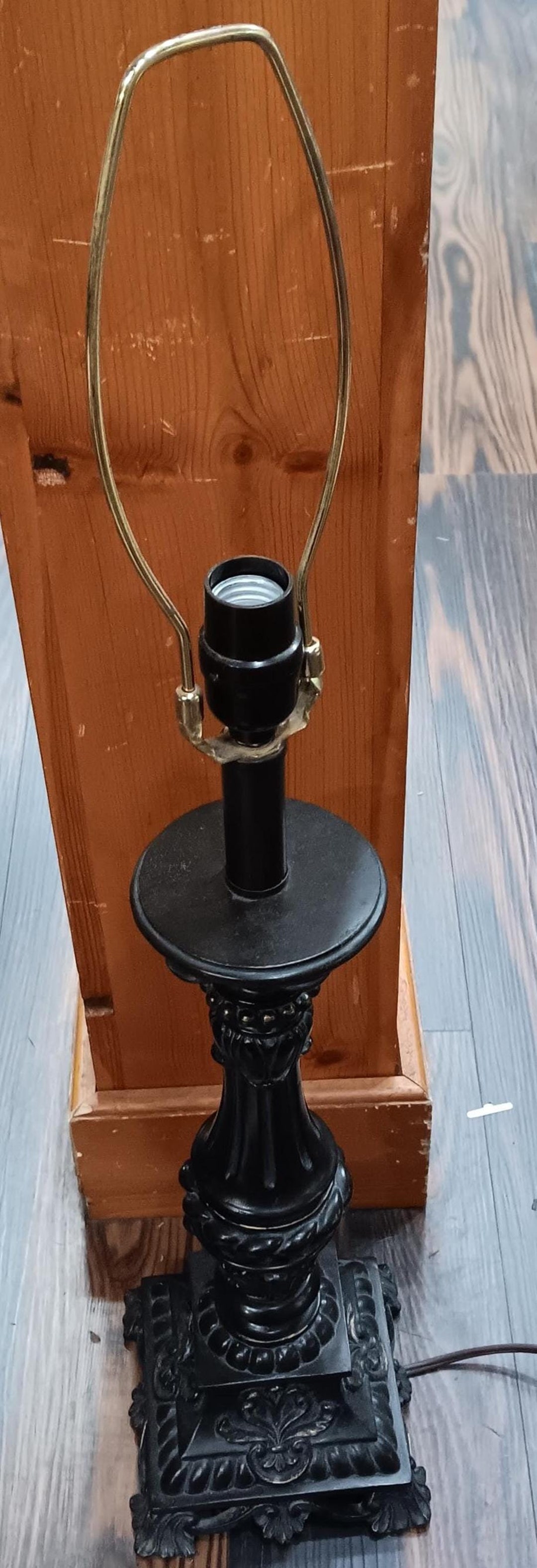 Vintage Black Ceramic Gothic Style Ornate Table Lamp - Etsy