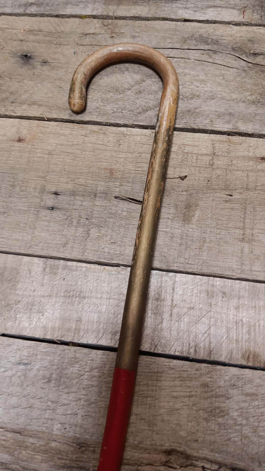 Vintage 35 Inch Wooden Natural Wood and Red Walking Stick Cane - Etsy