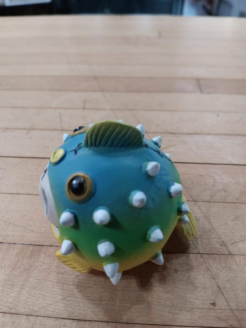 Furrybones Pufferfish Skull Figurine Spiked Ocean Creature Gothic Decor ...