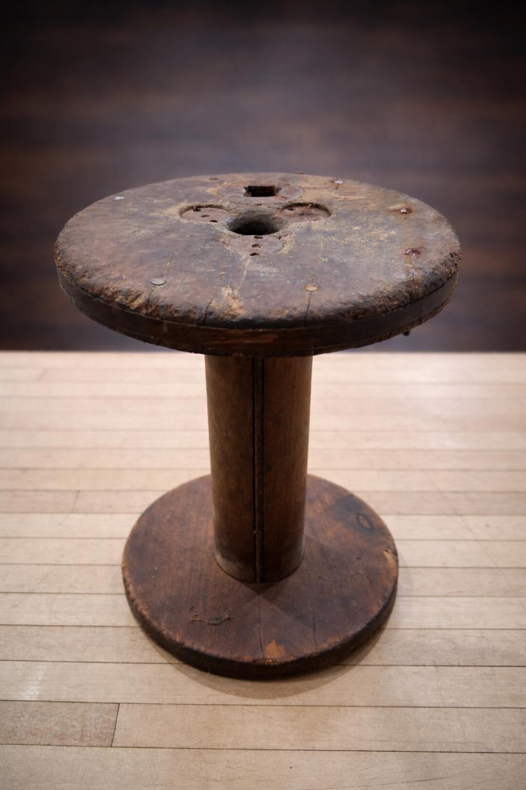 Industrial Cable Spool Table Wooden Reel Display Stand Rustic Vintage ...