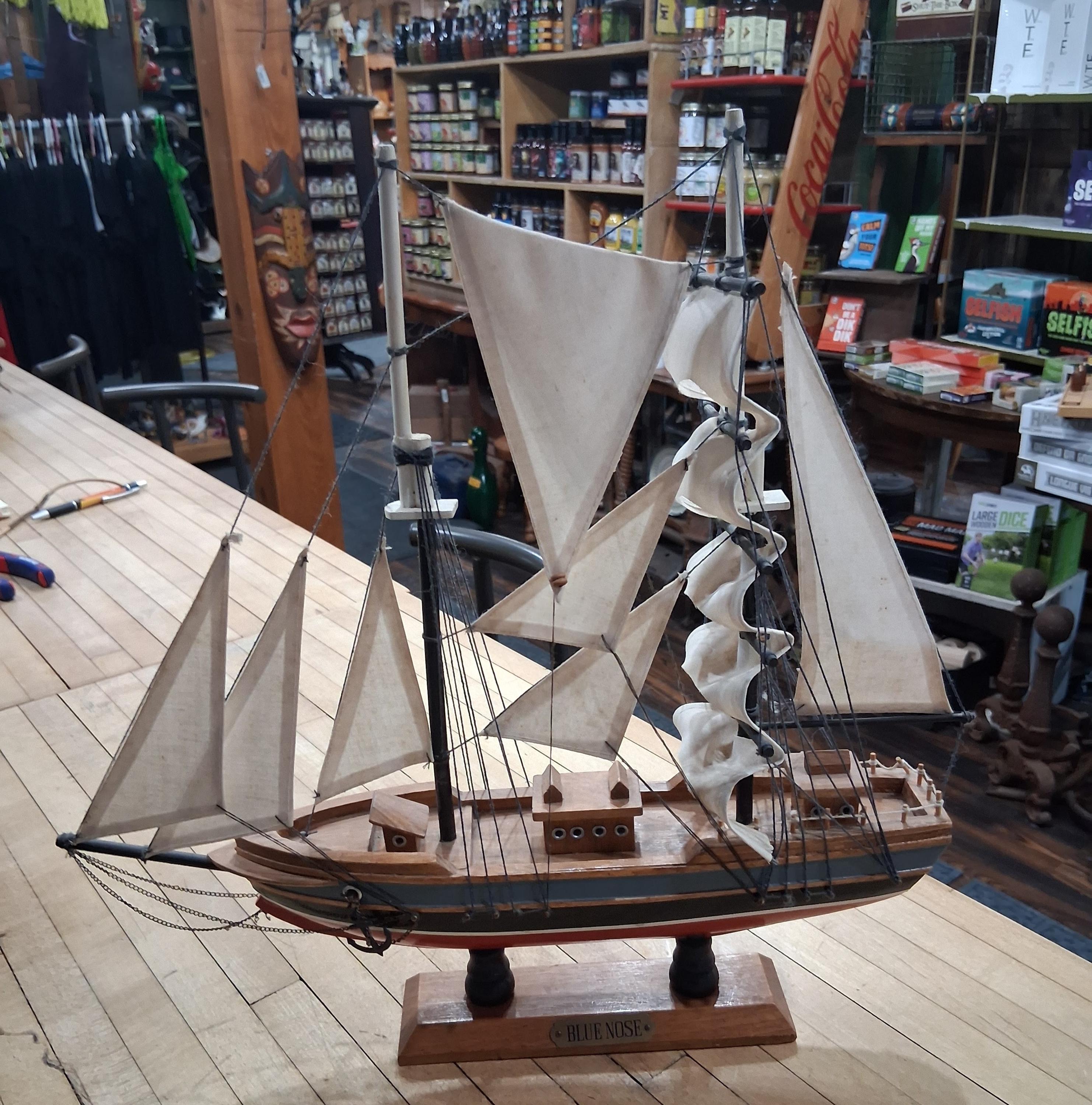 Blue Nose Wooden Tall Ship Model Schooner Maritime Nautical Decor - Etsy