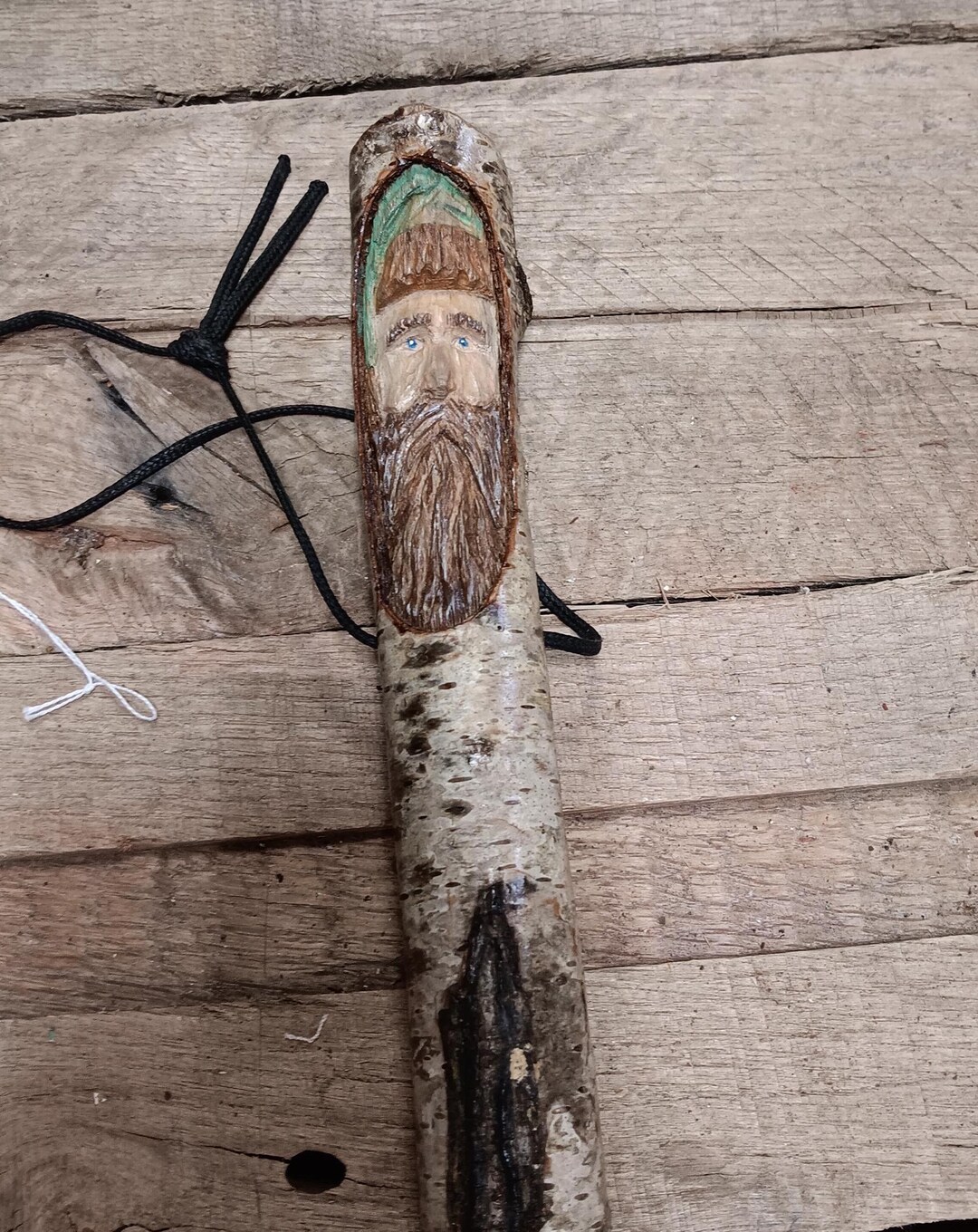 Hand Carved 52 Inch Wood Spirit Greenman Birch Walking Stick - Etsy