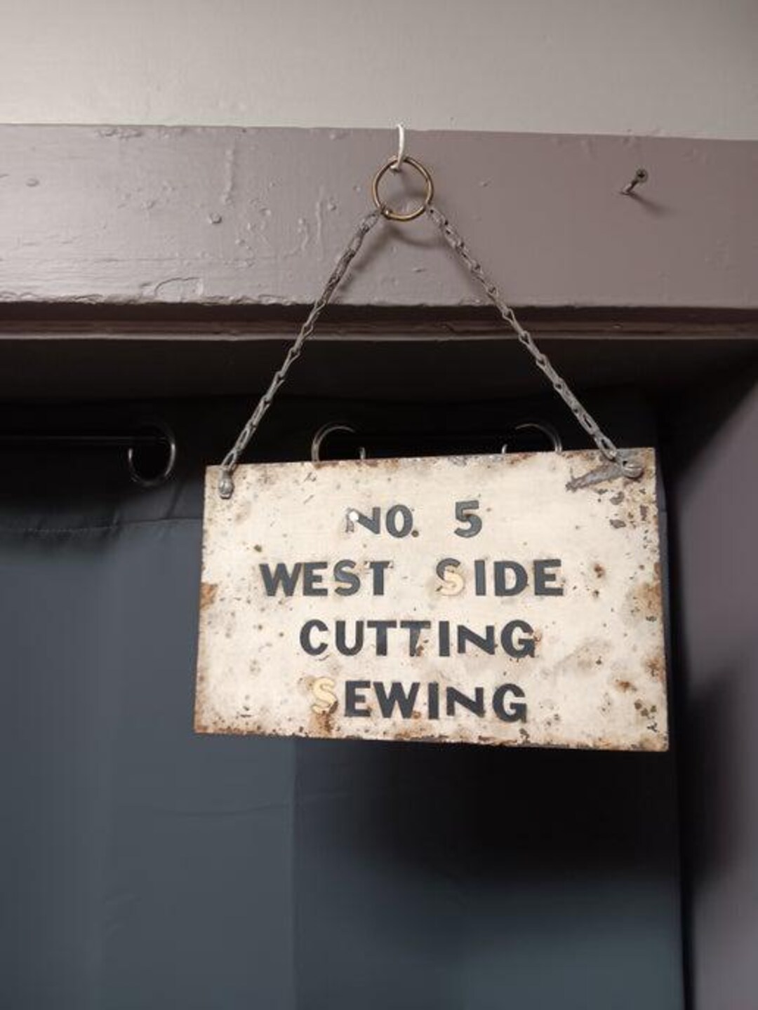 Vintage Metal Sign – “no. 5 West Side Cutting Sewing” – 10x6 Industrial ...