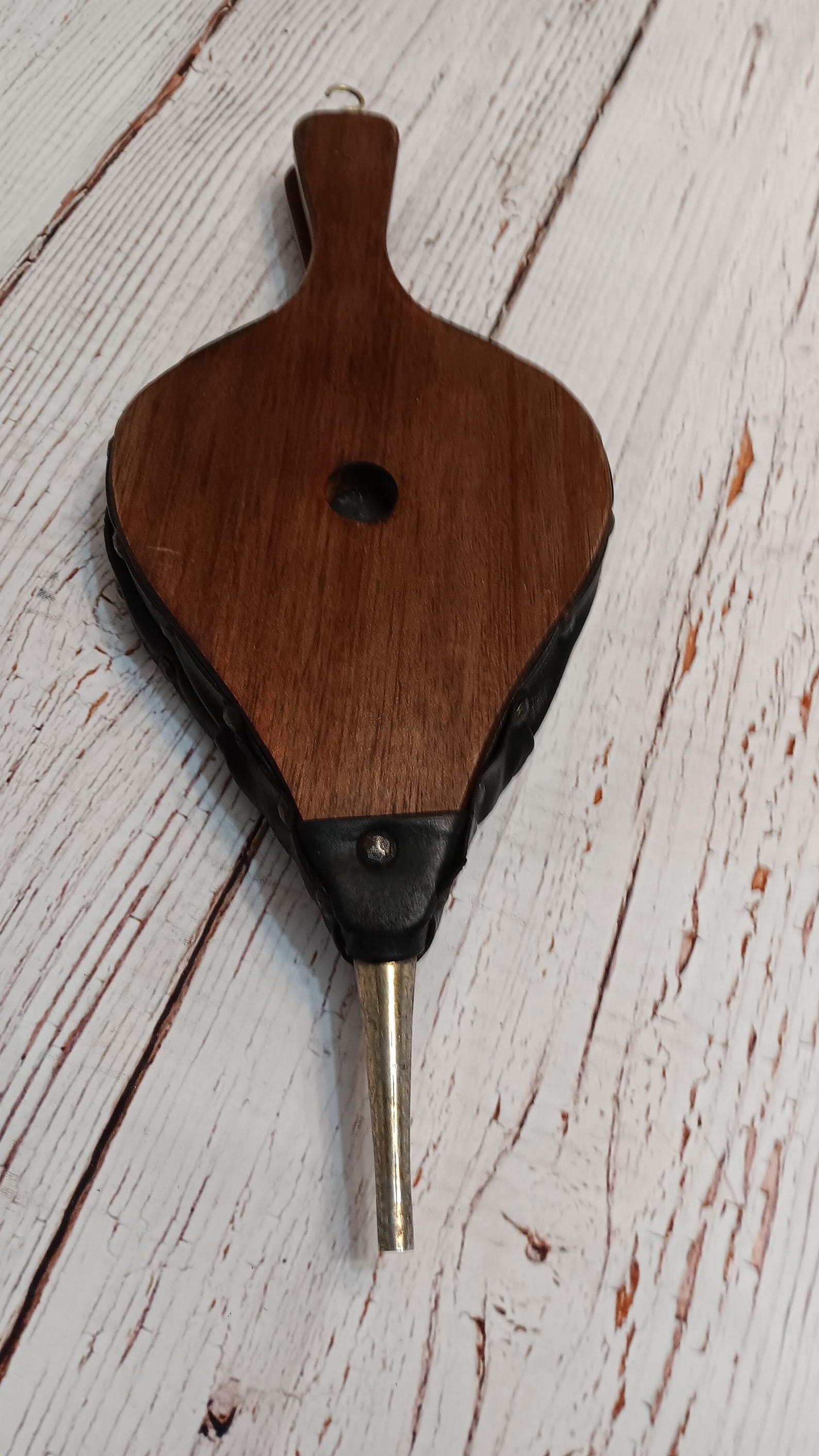 Vintage Wood Leather and Brass Fireplace Bellows With Knight Coat of ...