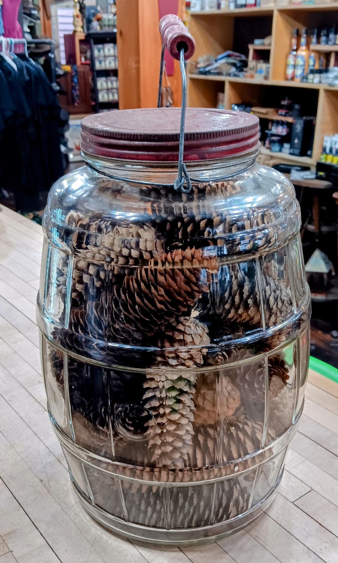 Vintage 4 Quart Ready to Serve Armour Star Pickle Glass Barrel Jar With ...