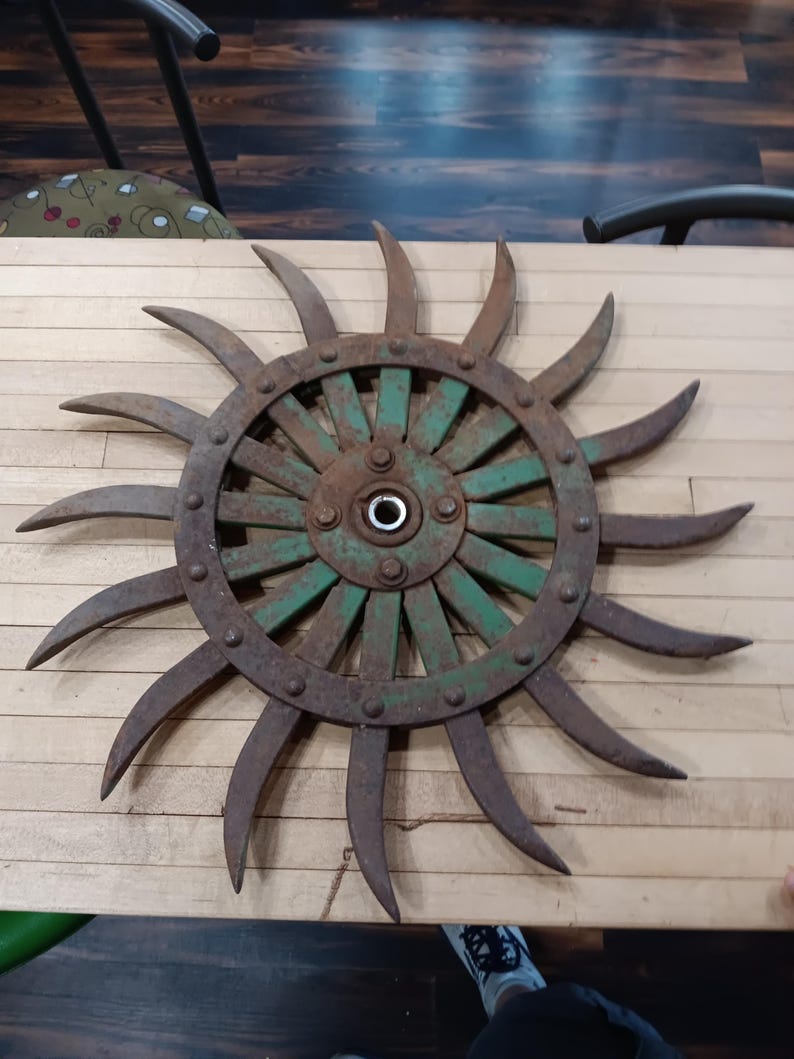 18.5" Cultivating Rotary Wheel – Spiked Steel Farm Art, Style Varies - Etsy