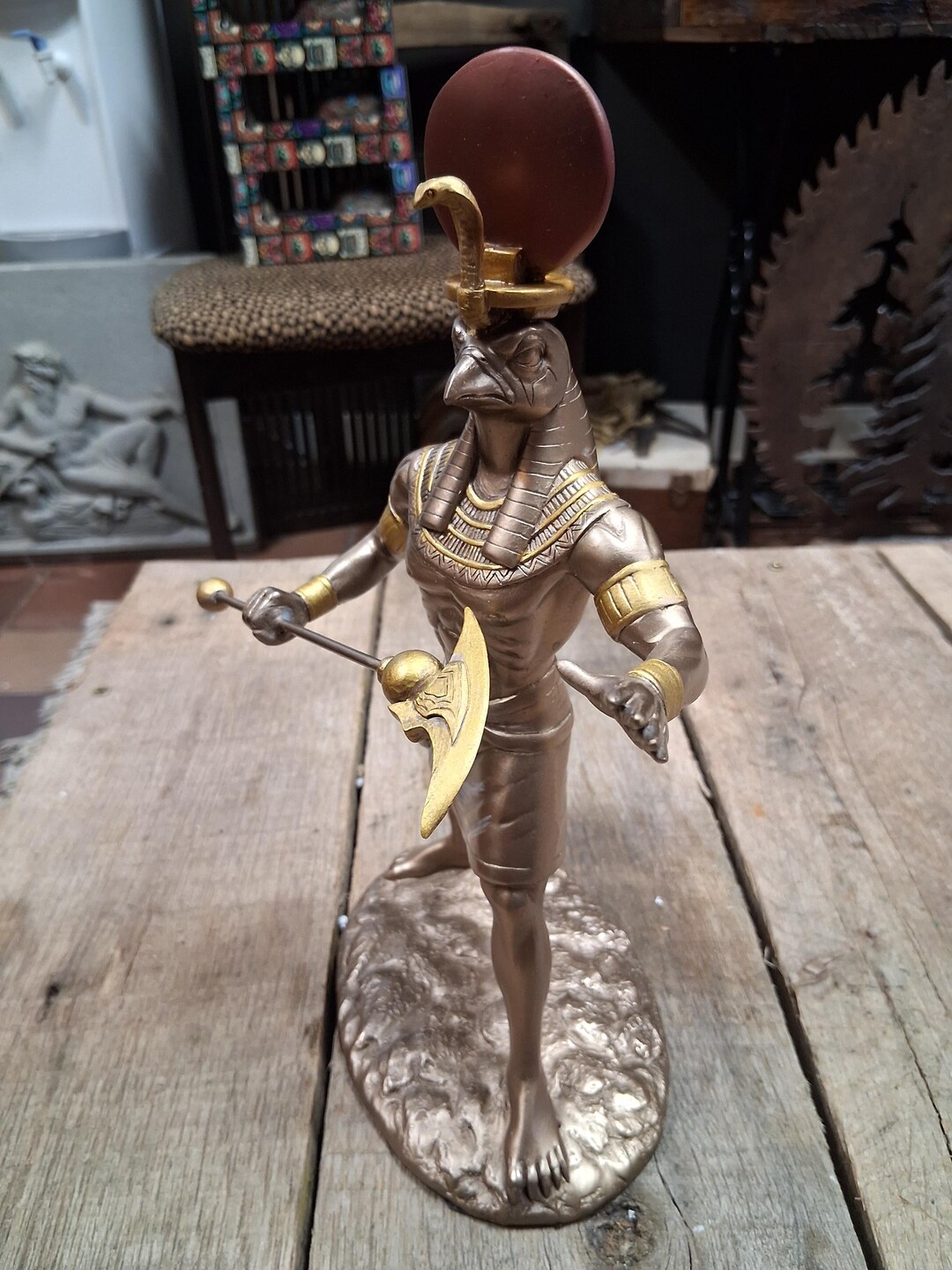 Egyptian Ra Falcon-headed Sun God Statue – 11 in Tall - Etsy