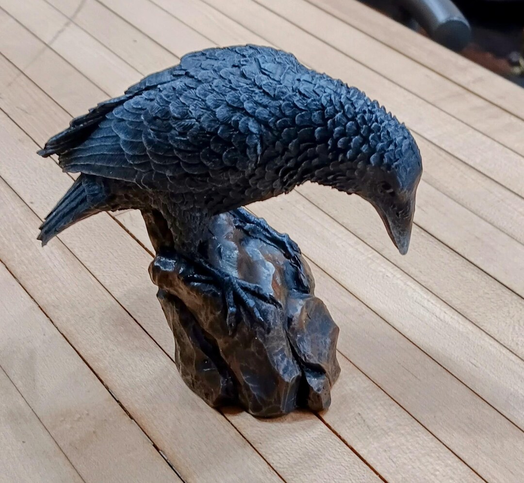 Raven Figurine on Rocky Perch Statue - Etsy