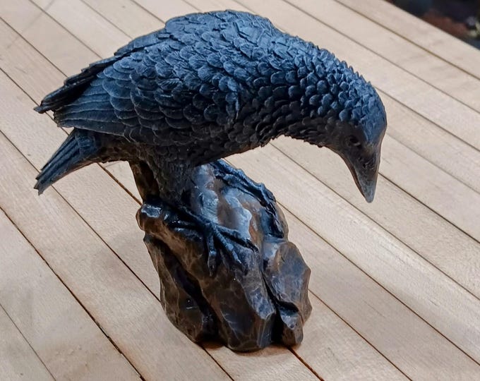 Raven Figurine on Rocky Perch Statue - Etsy