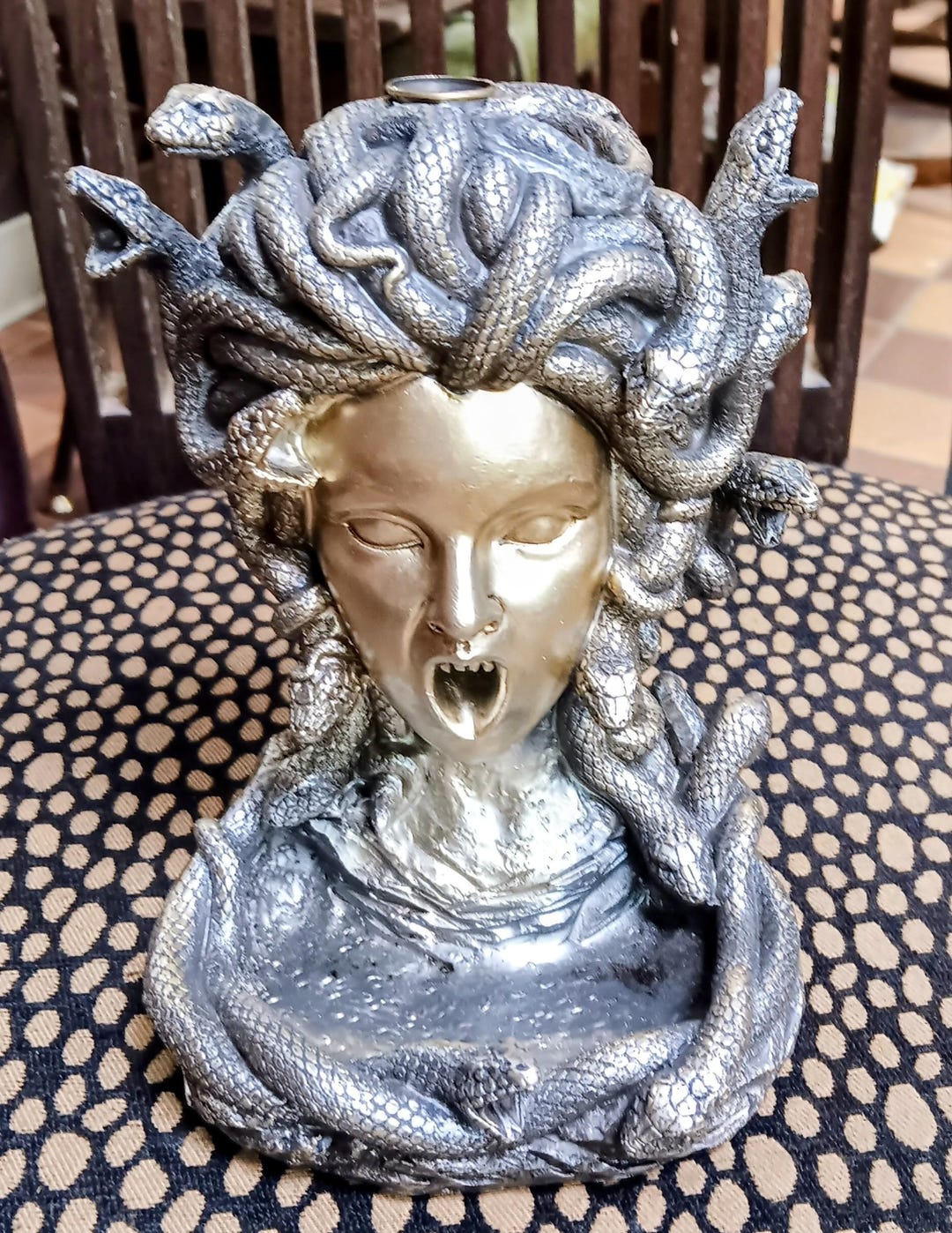 Medusa Cone Incense Burner Resin Snake Hair Bust Gothic Myth Metallic ...