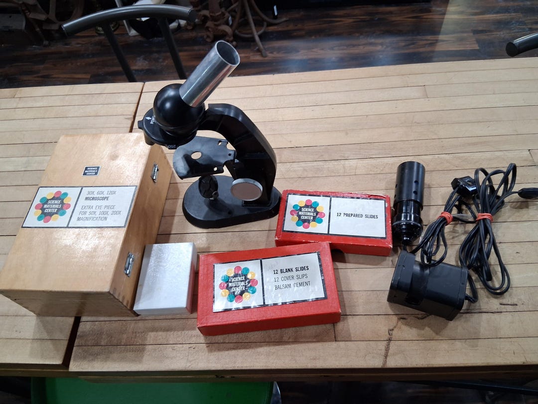 Vintage Gilbert Microscope and Lab Set With Wooden Case - Etsy