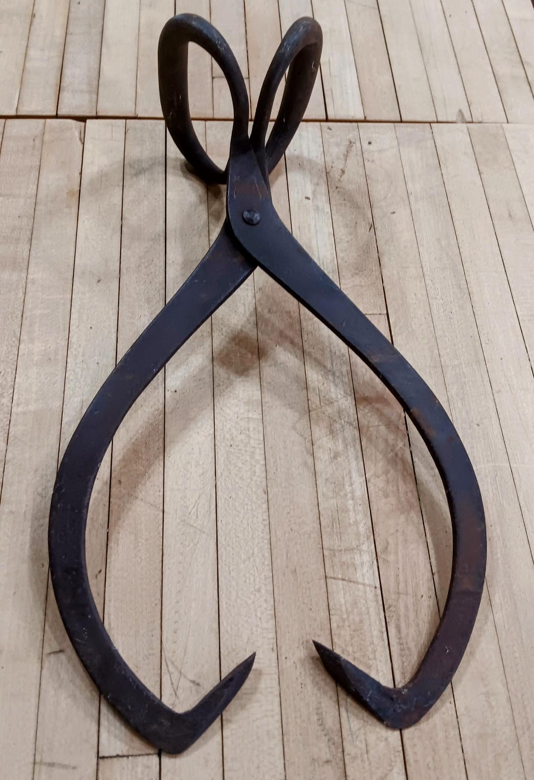 Vintage Ice Tongs | Large Forged Iron Log or Block Carrier Tool - Etsy