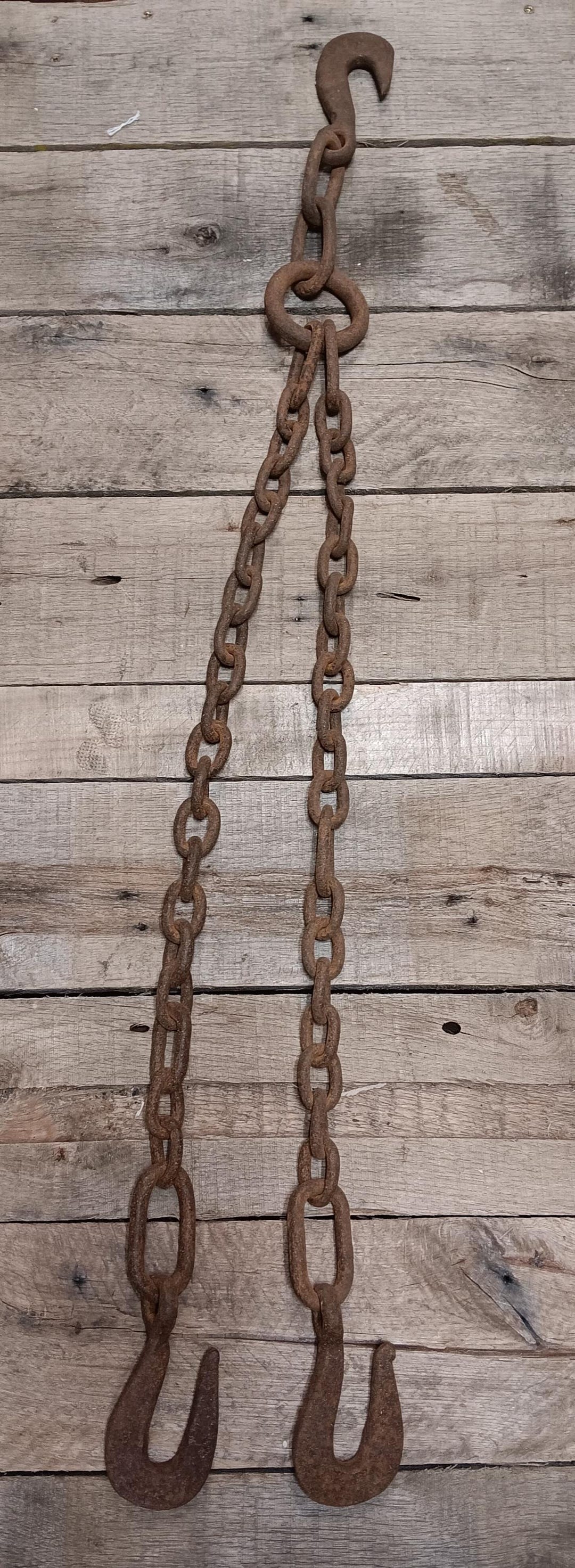 Vintage 44 Inch Cast Iron Triple Hook Logging Chain - Etsy