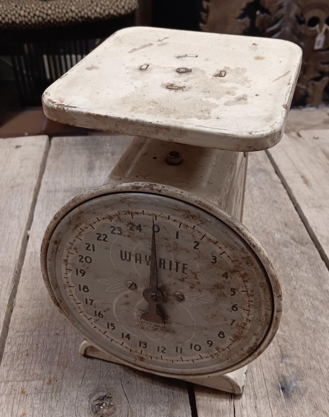 Way-rite Metal Kitchen Scale Cream Enamel Rustic Farmhouse Display - Etsy