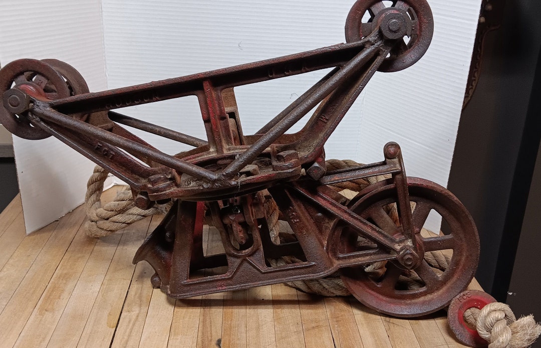 Vintage Cast Iron Hudson Hay Trolley With Appx. 17 Ft Rope - Etsy