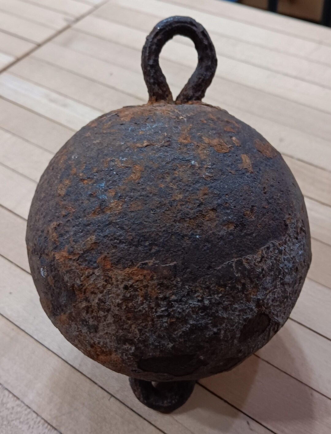 Vintage 15 Pound Cannonball Cast Iron Weight With Dual Forget Eyelet ...