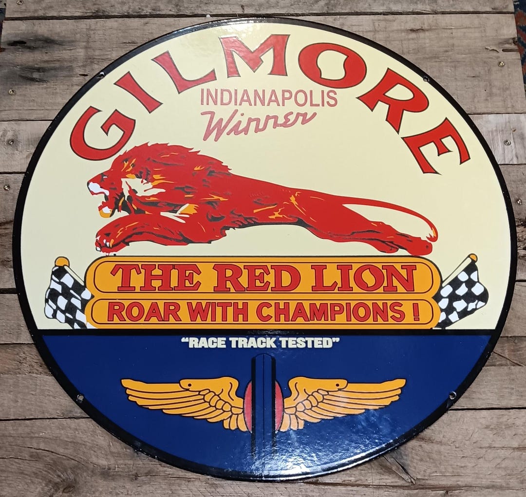 Vintage 24 Inch Double Sided Gilmore the Red Lion Repop Oil Sign - Etsy