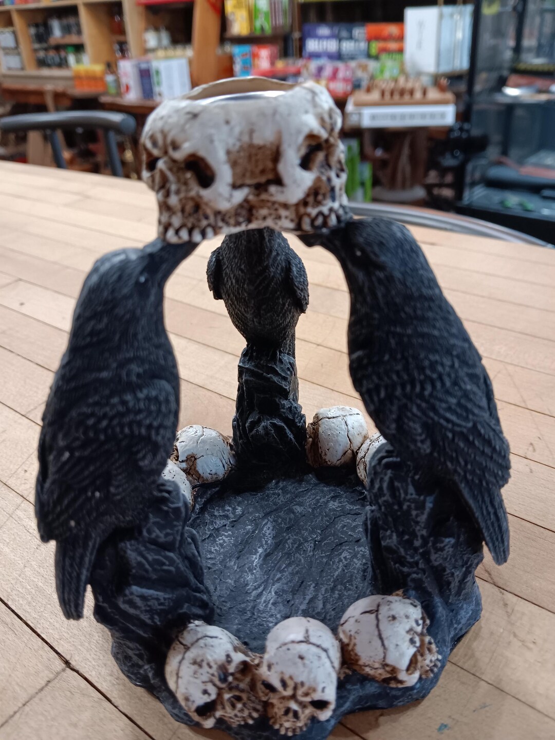 Gothic Crow & Skull Incense Cone Burner – 5" Tall Resin Holder - Etsy