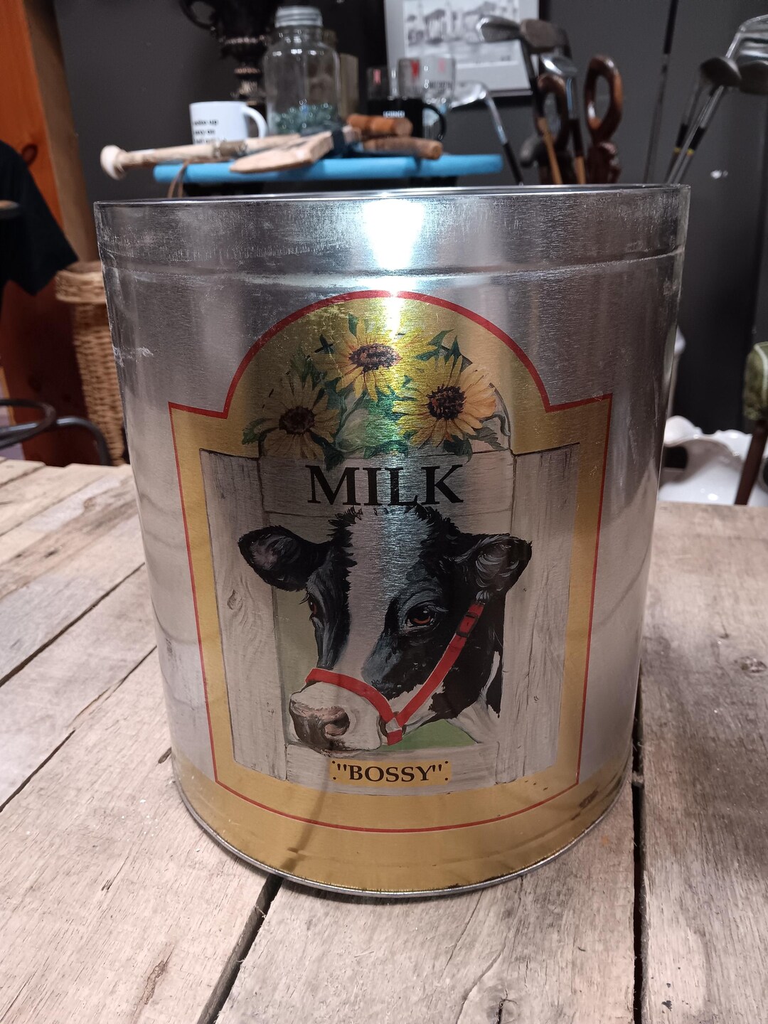 Houston Harvest Bossy Cow Milk Decorative Tin - Etsy