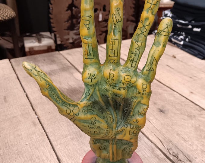 Palmistry Hand Sculpture, Occult Chart, Resin Tabletop Decor - Etsy