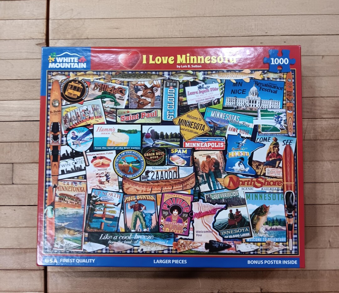 I Love Minnesota Jigsaw Puzzle 1000 Pieces State Icons Collage USA Made ...